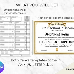 High School Diploma Template, High School Transcript, Graduation ...