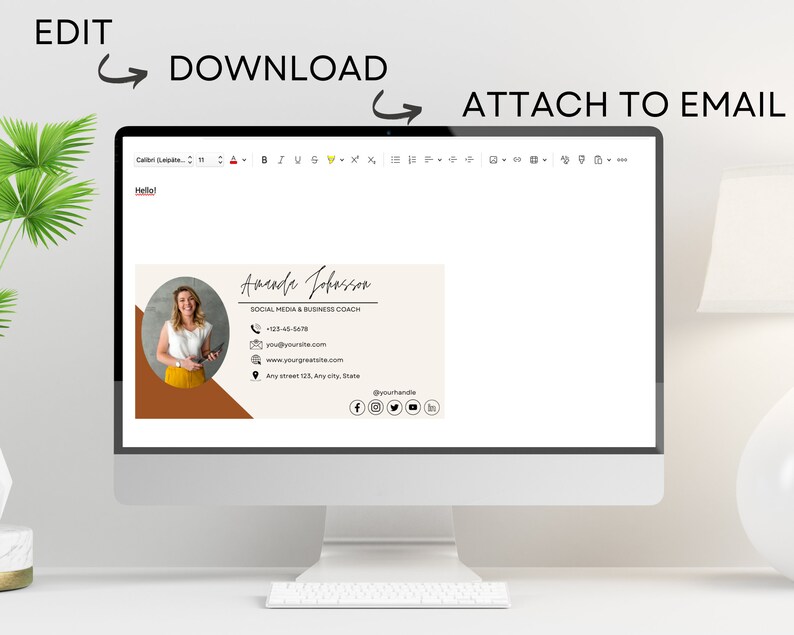 Email Signature Template With Photo, Gmail Signature With Logo, Email ...