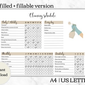 Editable Cleaning Schedule, Printable Family Cleaning Planner ...