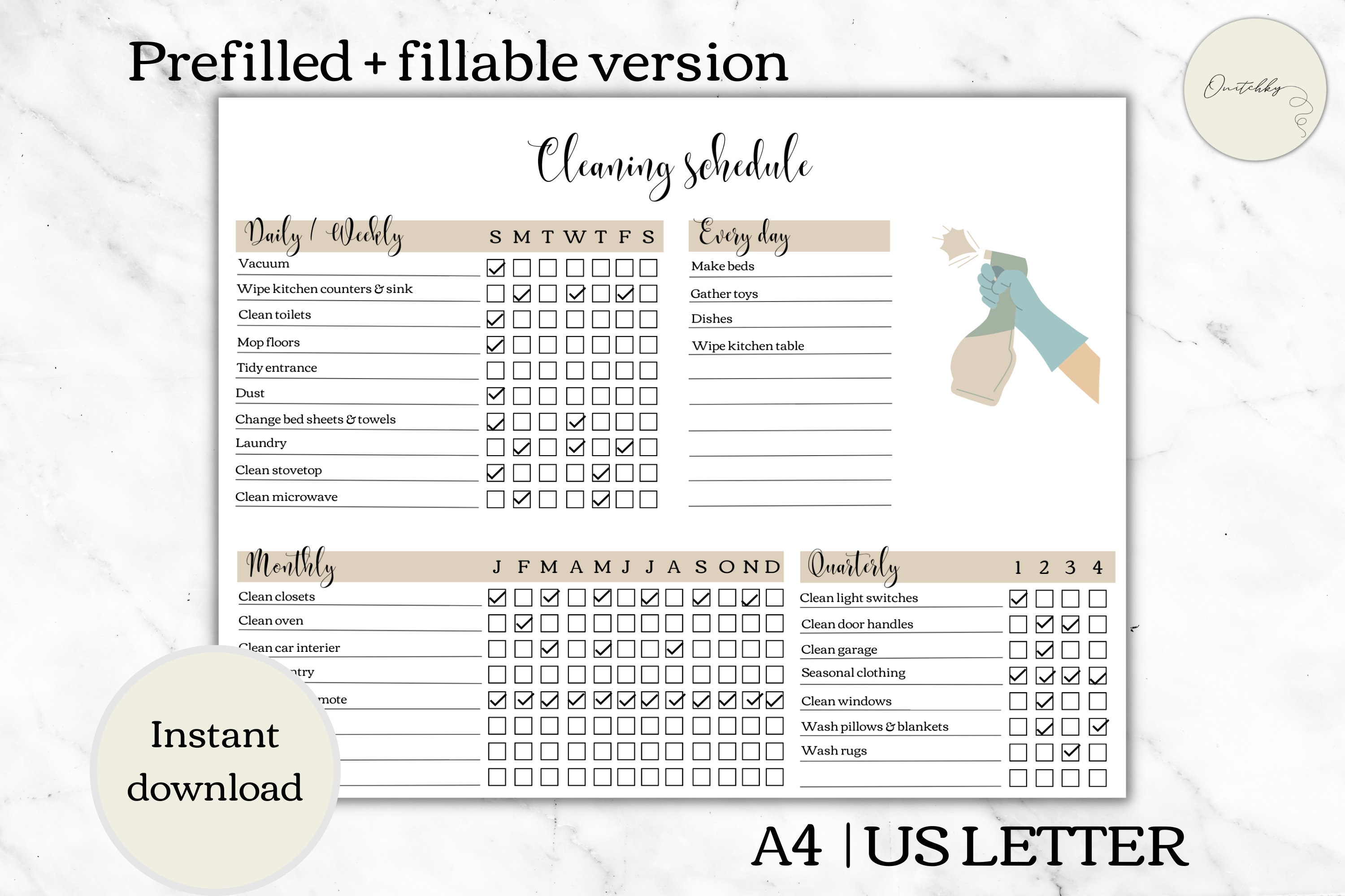 Editable Cleaning Schedule, Printable Family Cleaning Planner ...