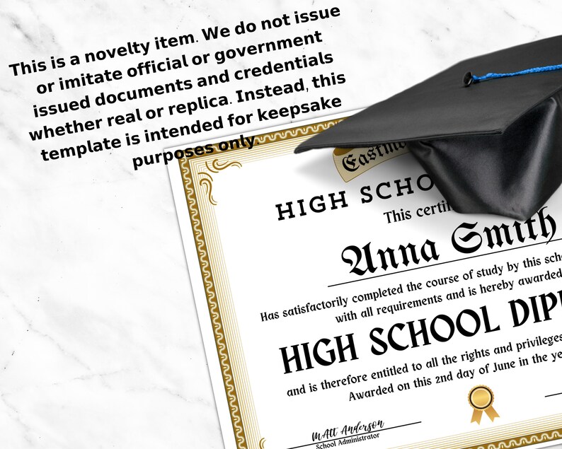High School Diploma Template, Editable High School Graduation Diploma ...