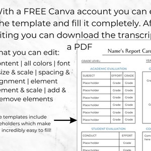 Report Card Template, Fillable Homeschool Transcript, Printable ...