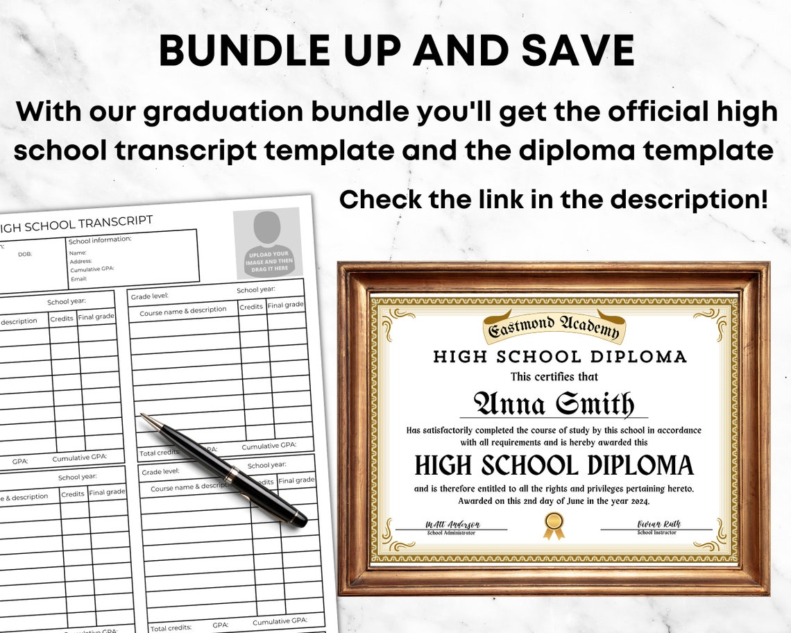 High School Transcript, Report Card Template, Editable Homeschool ...