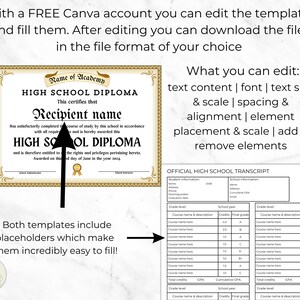 High School Diploma Template, High School Transcript, Graduation ...
