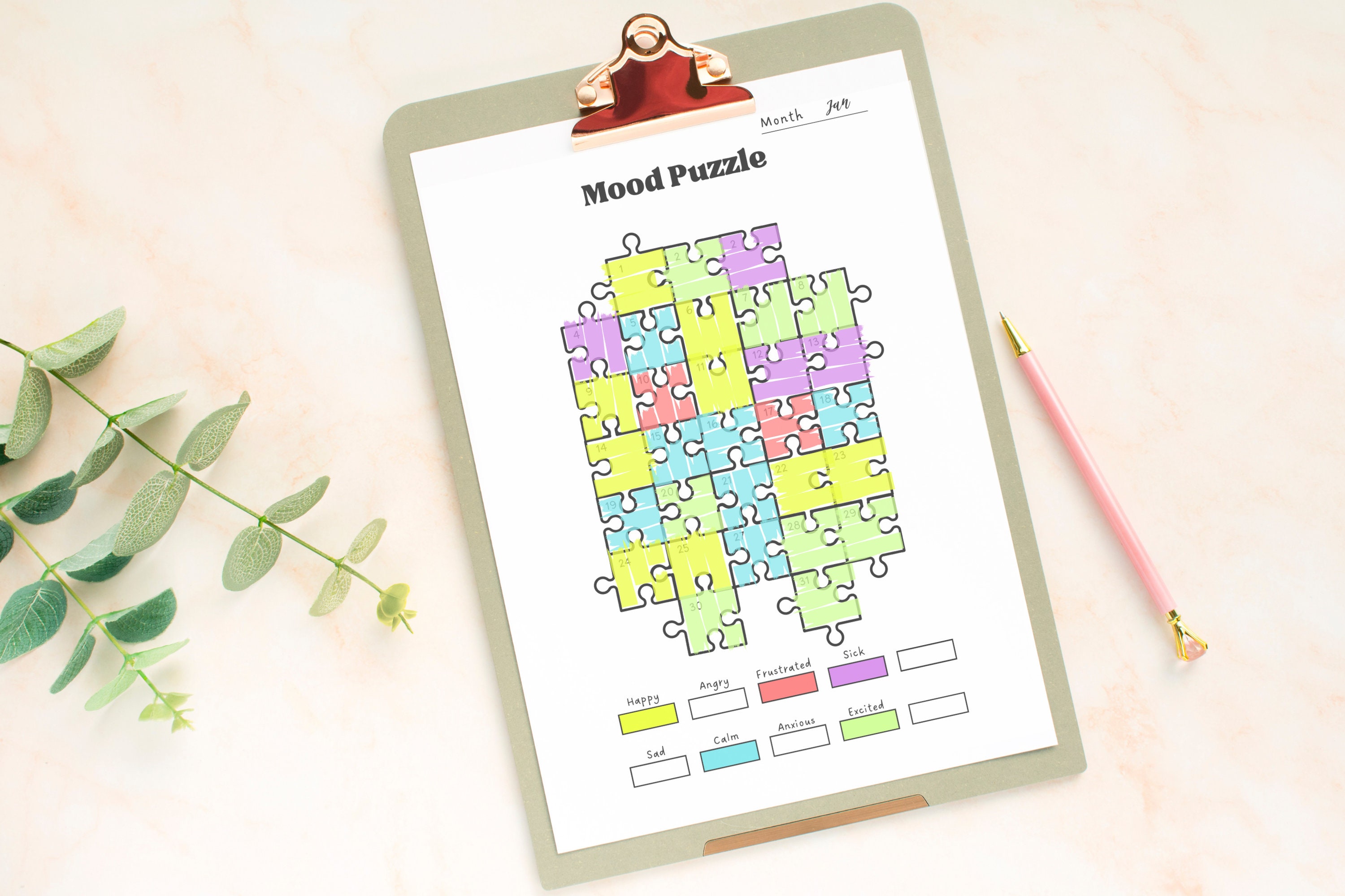 Mood Tracker, Monthly Mood Tracker, Mood Tracker Journal, Printable ...