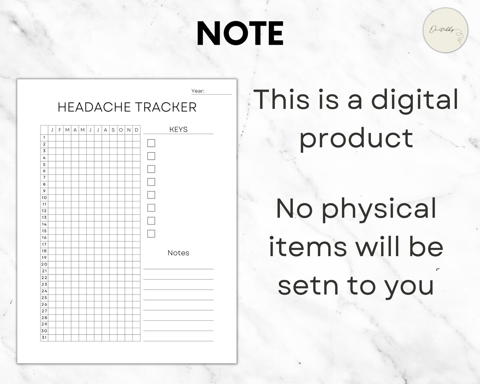 Printable Headache Tracker, Simple Migraine Log, Personalized Headache ...