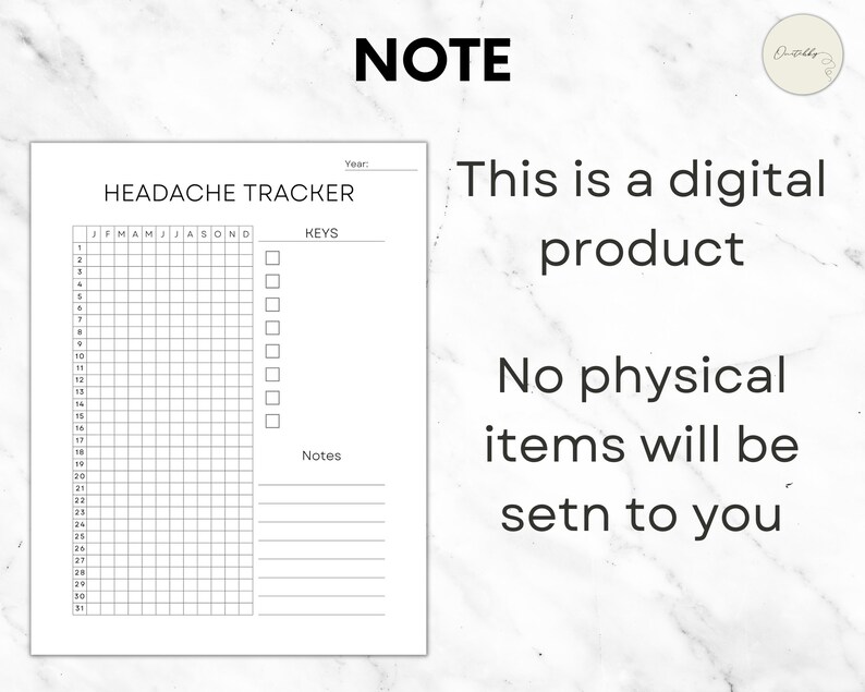 Printable Headache Tracker, Simple Migraine Log, Personalized Headache ...