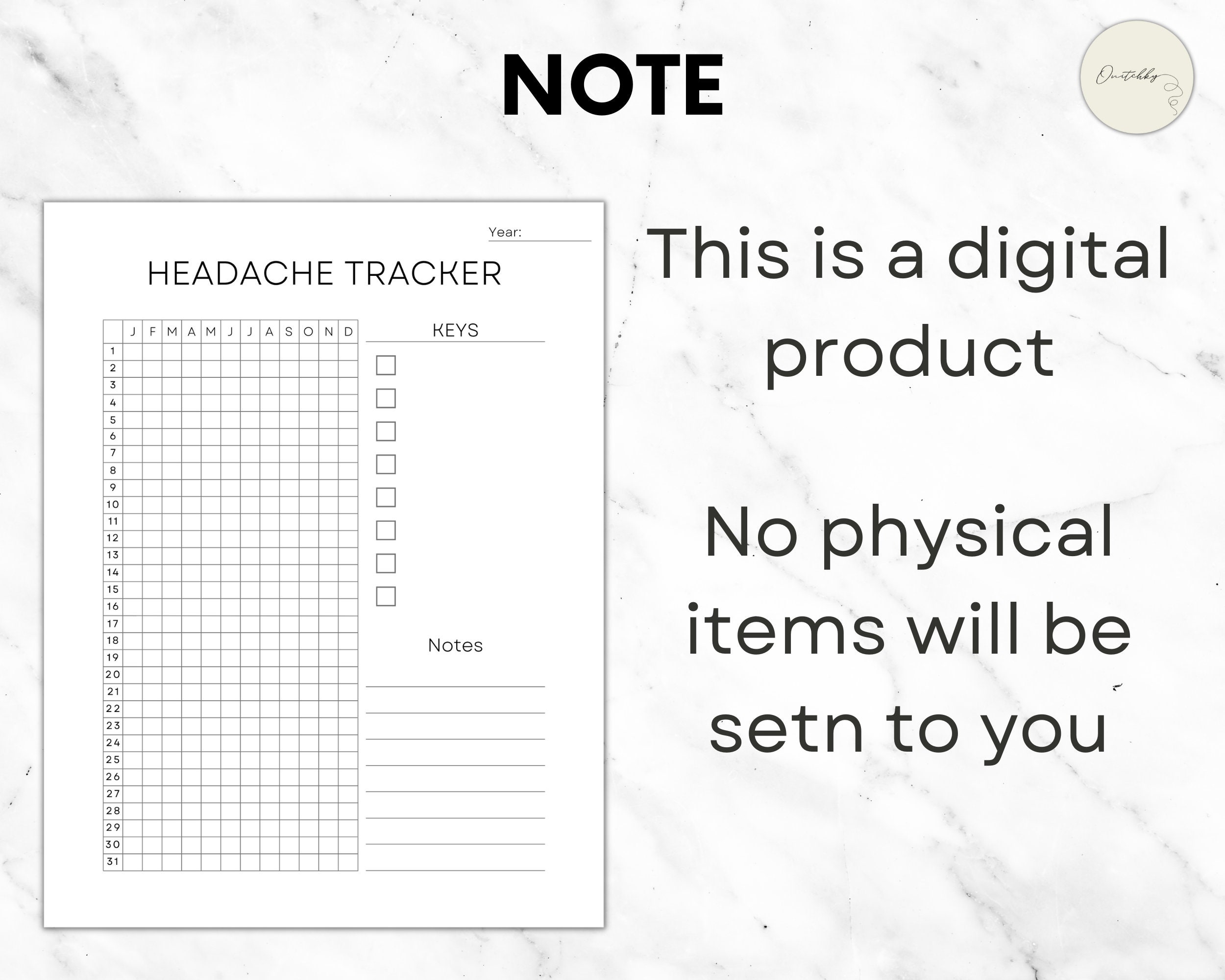 Printable Headache Tracker, Simple Migraine Log, Personalized Headache ...