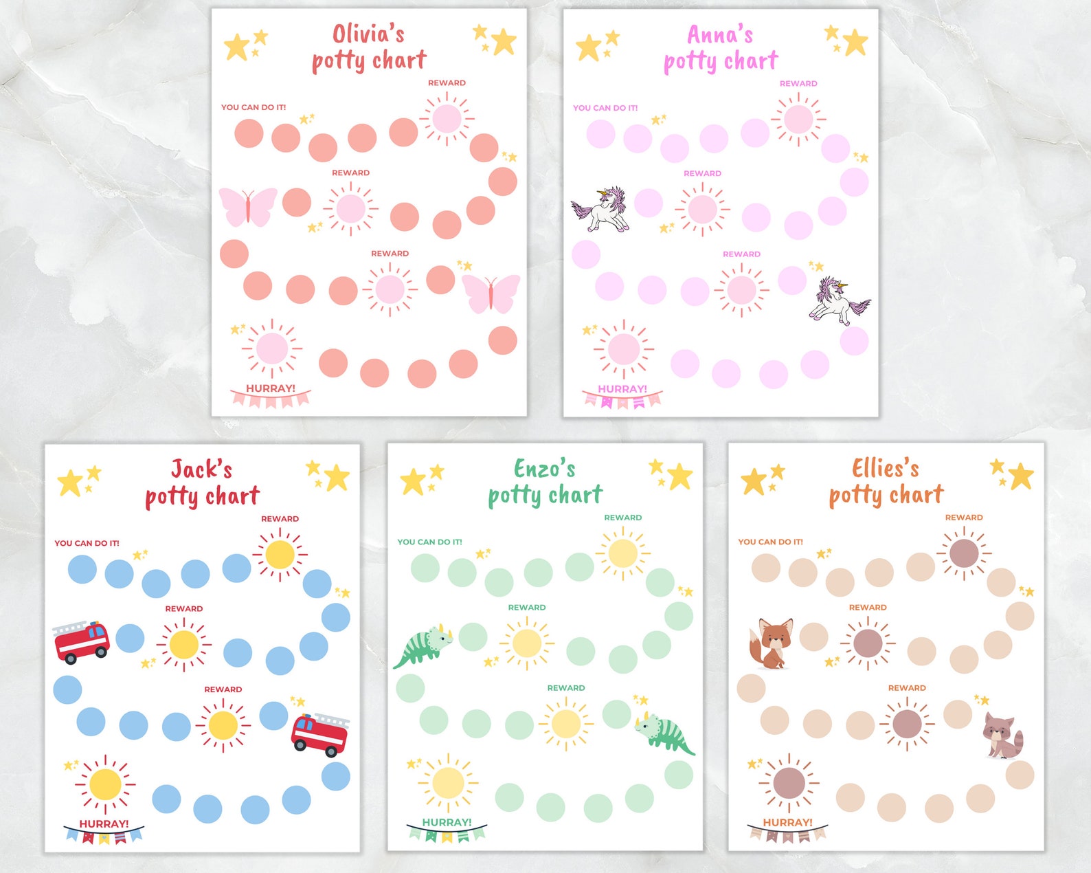 Editable Potty Chart Potty Training Chart Custom Sticker Chart Potty ...