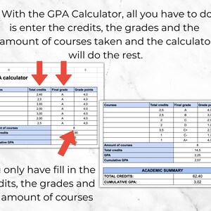 High School Transcript With a GPA Calculator, GPA Calculator and a ...