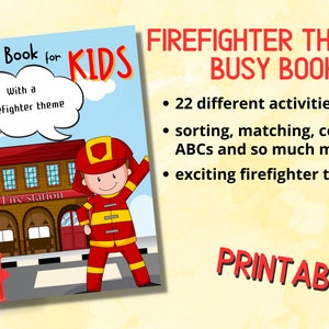 Firefighter Busy Book, Printable Preschool Activity, Montessori Quiet ...