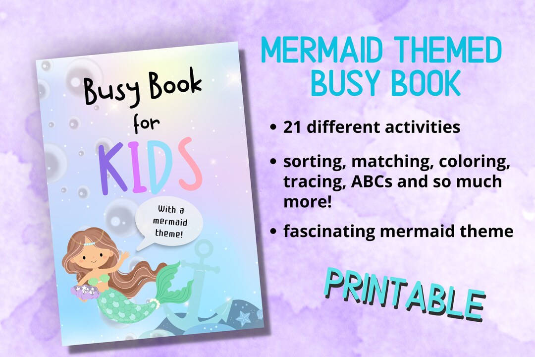 Mermaid Busy Book, Printable Toddler Activity, Montessori Quiet Book ...