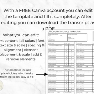 High School Transcript With a GPA Calculator, GPA Calculator and a ...