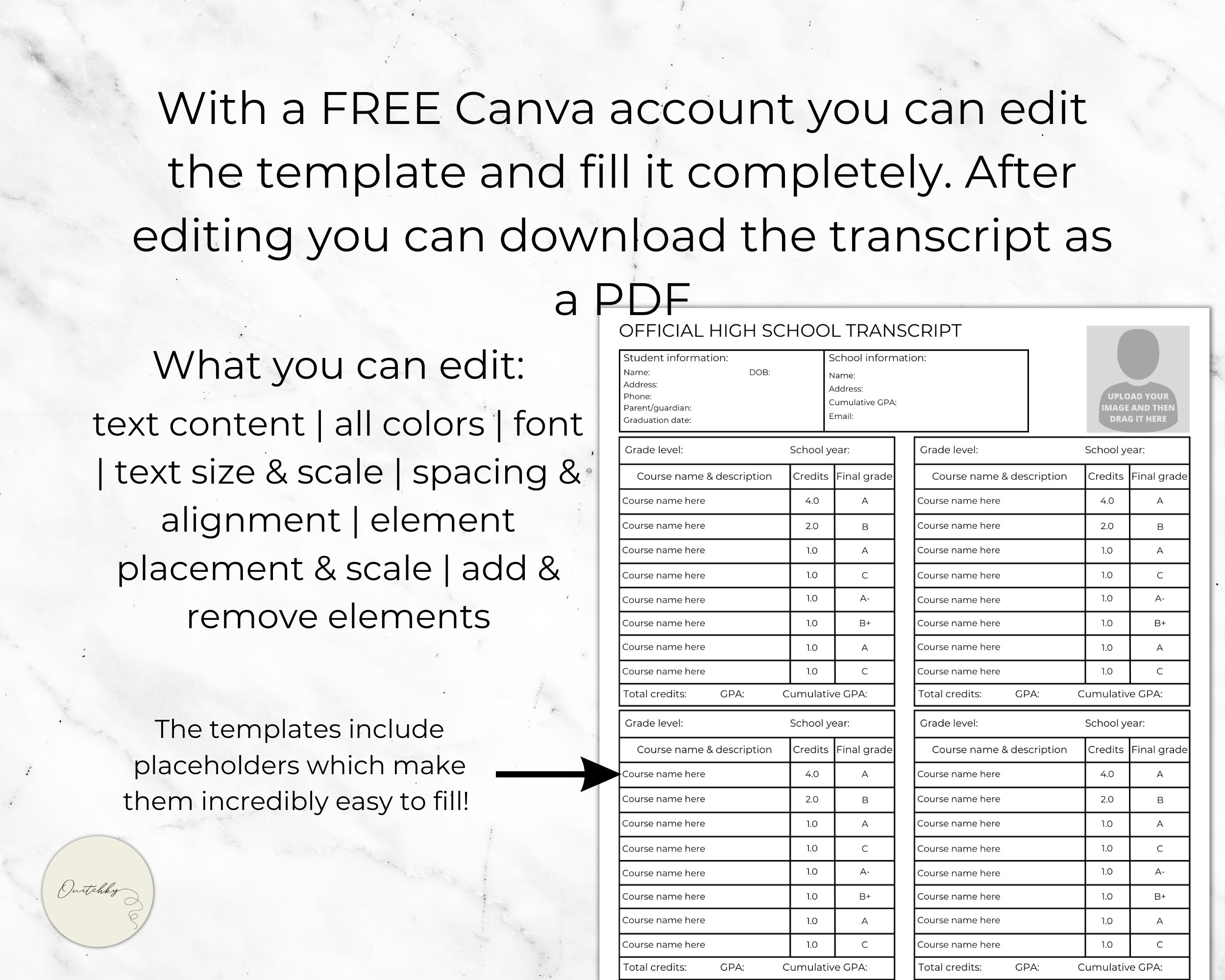 High School Transcript With a GPA Calculator, GPA Calculator and a ...