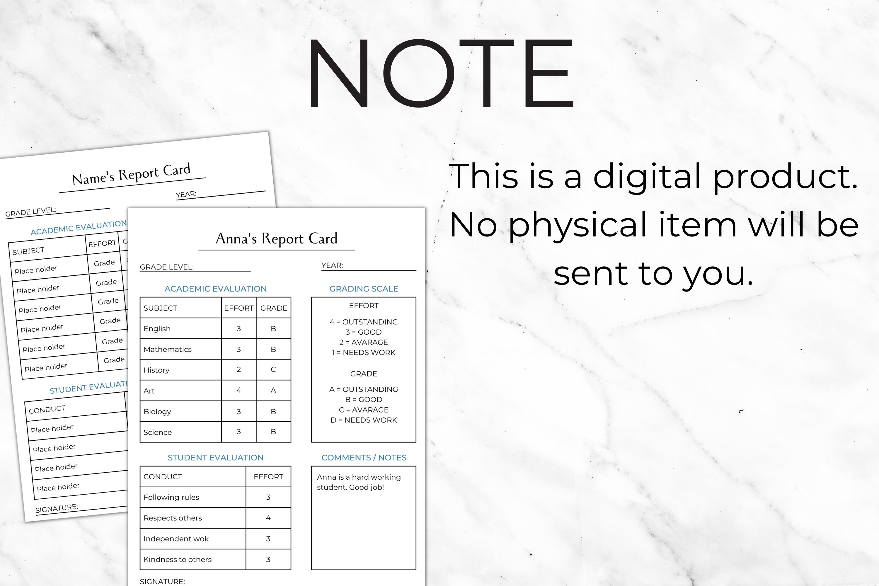 Report Card Template, Fillable Homeschool Transcript, Printable ...