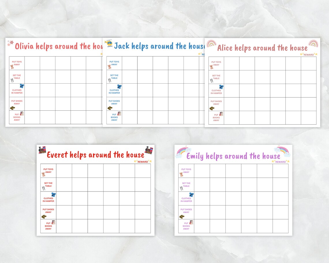 Editable Chore Chart Custom Reward Chart Custom Sticker Chart Toddler ...