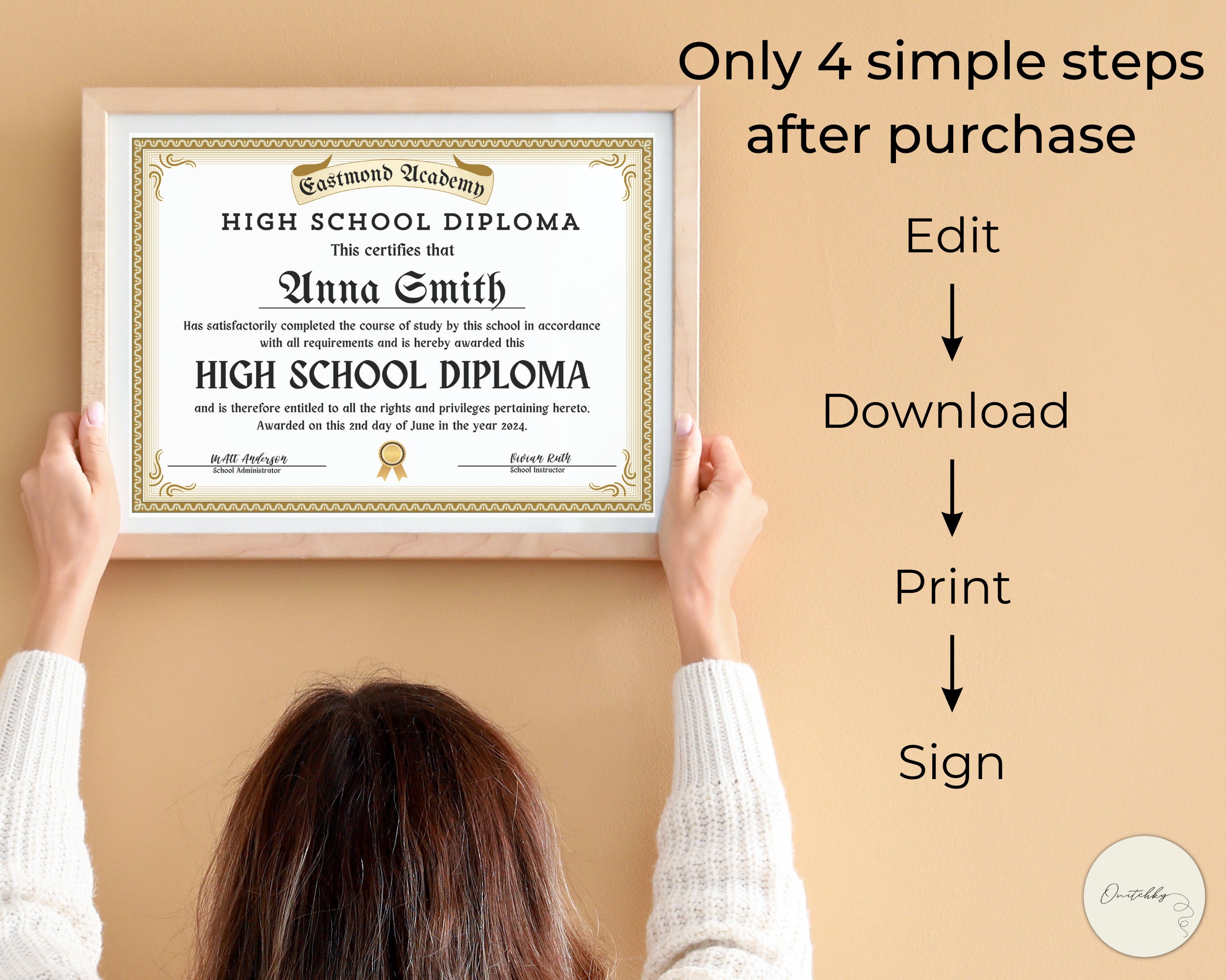High School Diploma Template, High School Transcript, Graduation ...