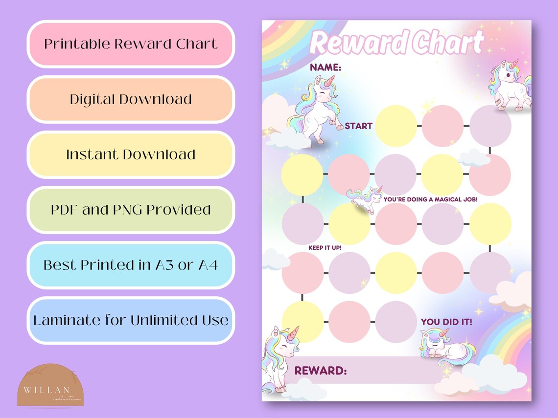 Printable Reward Chart for Kids Digital Reward Chart Star Chart Potty ...