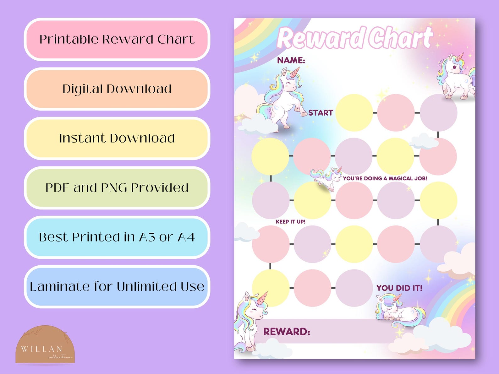 Printable Reward Chart for Kids Digital Reward Chart Star Chart Potty ...