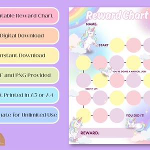 Printable Reward Chart for Kids Digital Reward Chart Star Chart Potty ...