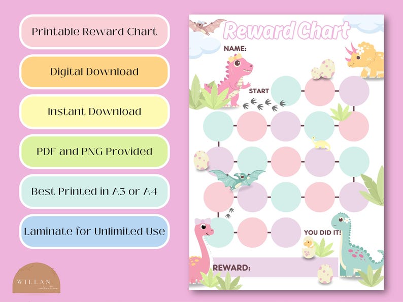 Printable Reward Chart for Kids Digital Reward Chart Star Chart Potty ...