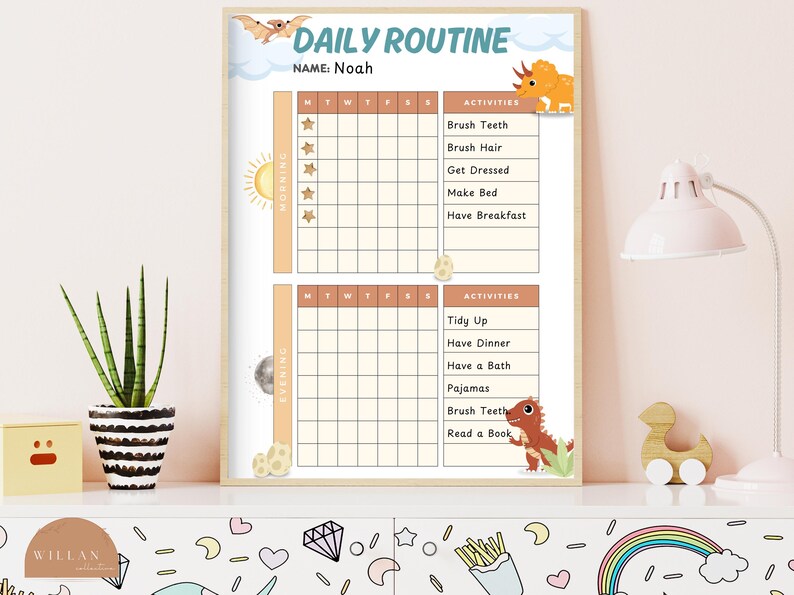 Printable Daily Routine Chart for Kids Digital Routine Chart Star Chart ...