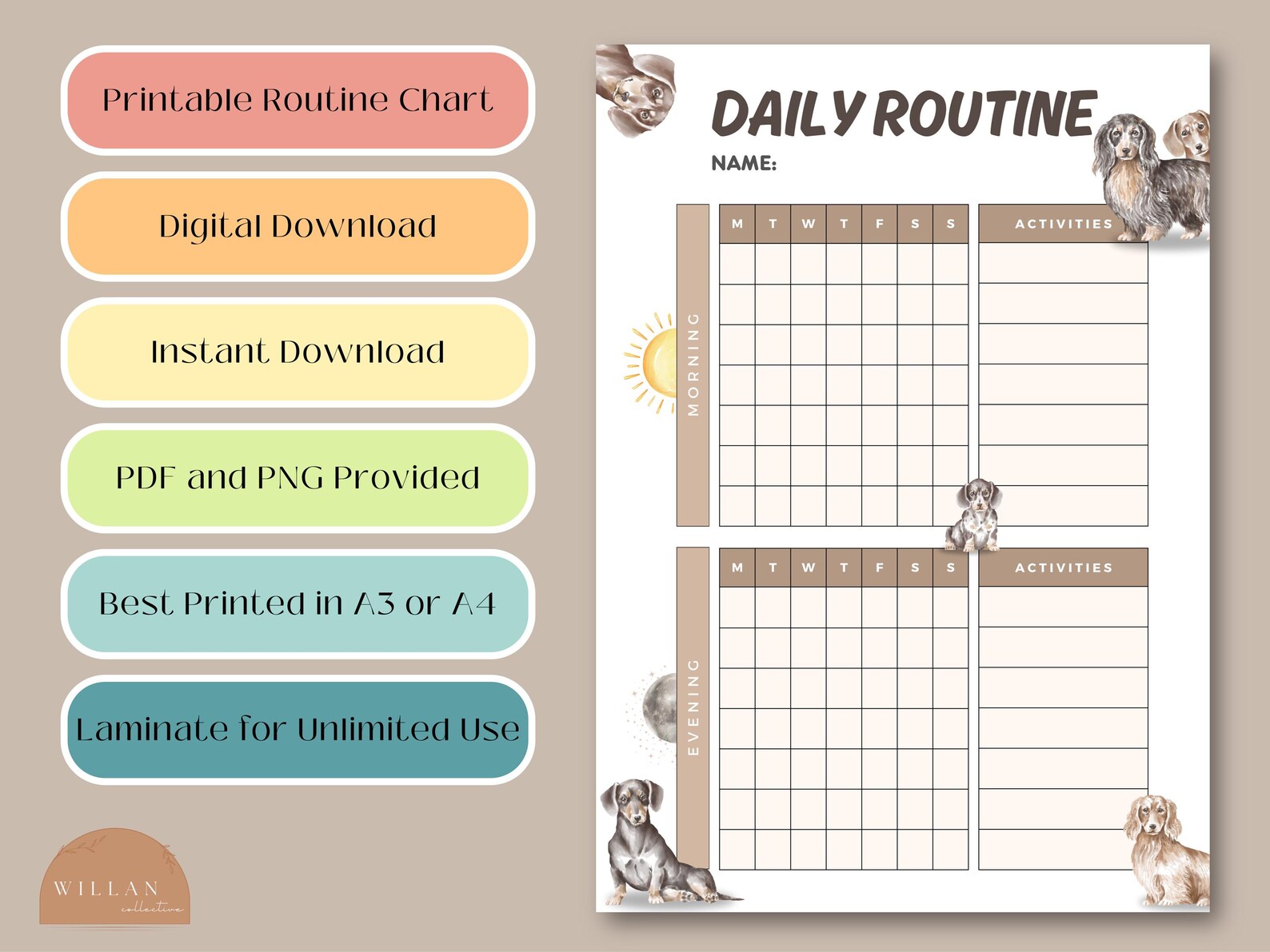 Printable Daily Routine Chart for Kids Digital Routine Chart Star Chart ...