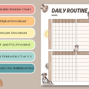 Printable Daily Routine Chart for Kids Digital Routine Chart Star Chart ...