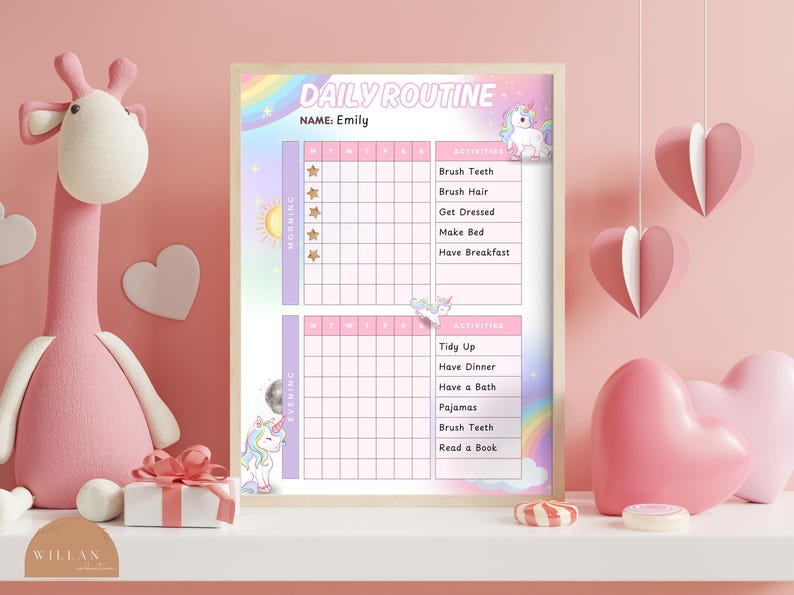 Printable Daily Routine Chart for Kids Digital Routine Chart Star Chart ...