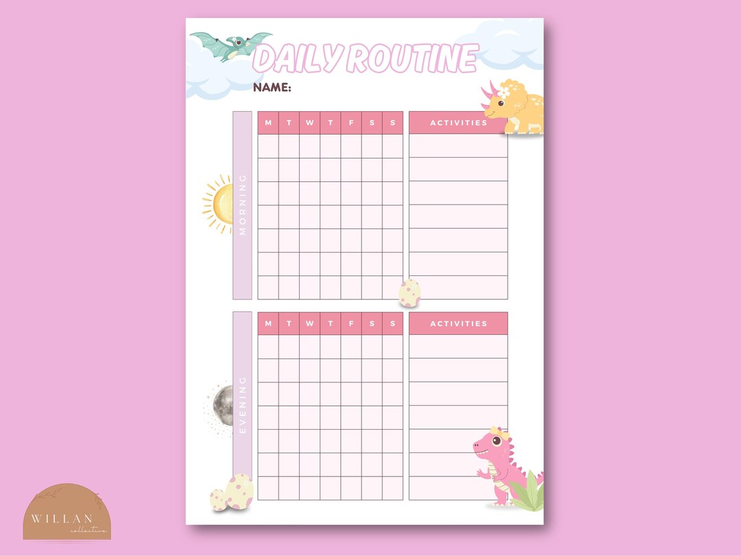 Printable Daily Routine Chart for Kids Digital Routine Chart Star Chart ...