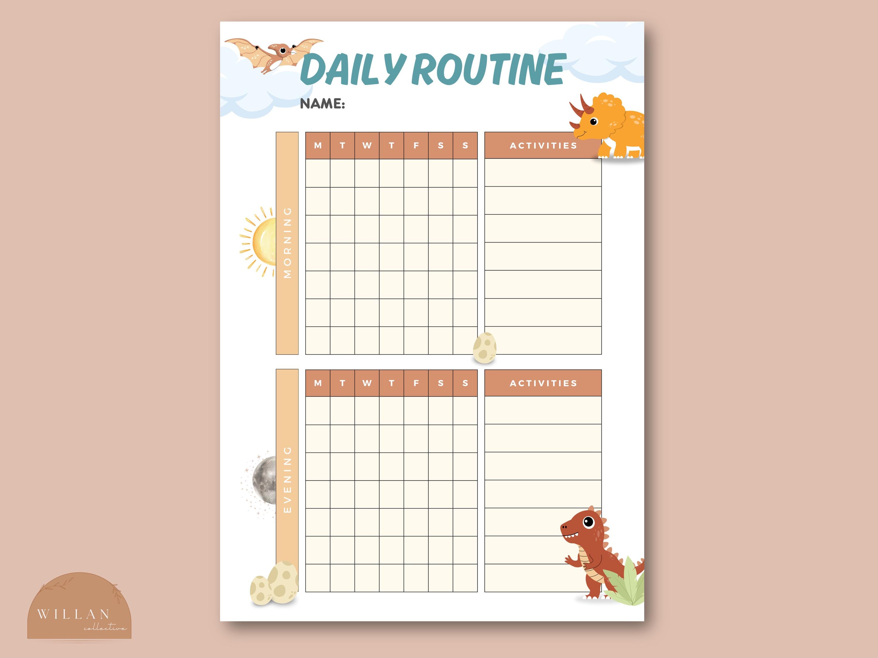 Printable Daily Routine Chart for Kids | Digital Routine Chart | Star ...