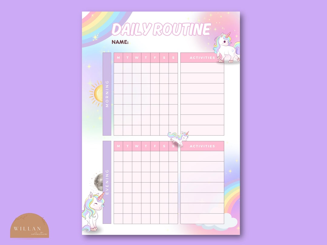 Printable Daily Routine Chart for Kids Digital Routine Chart Star Chart ...