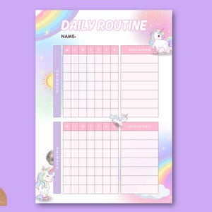 Printable Daily Routine Chart for Kids Digital Routine Chart Star Chart ...