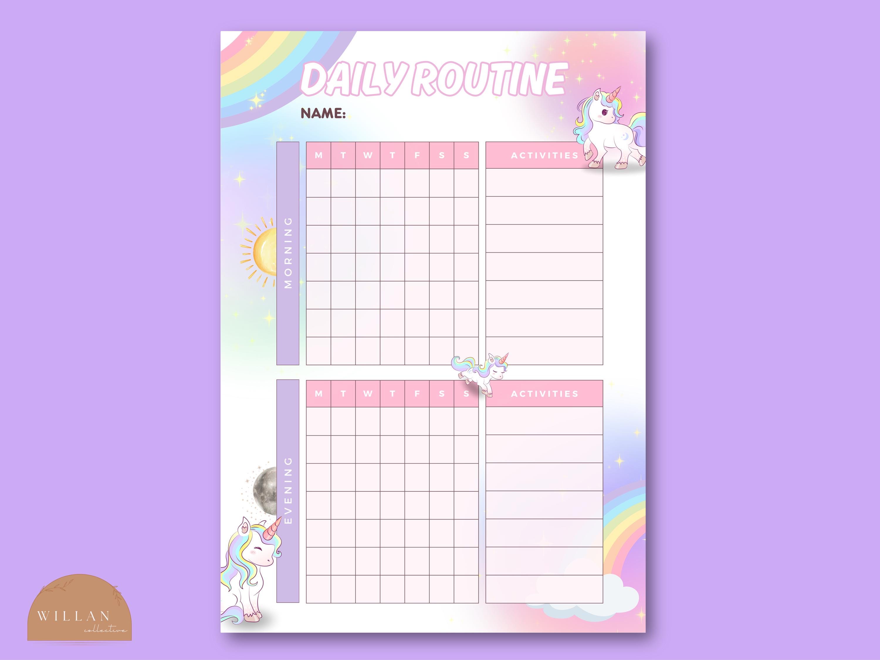 Printable Daily Routine Chart for Kids Digital Routine Chart Star Chart ...