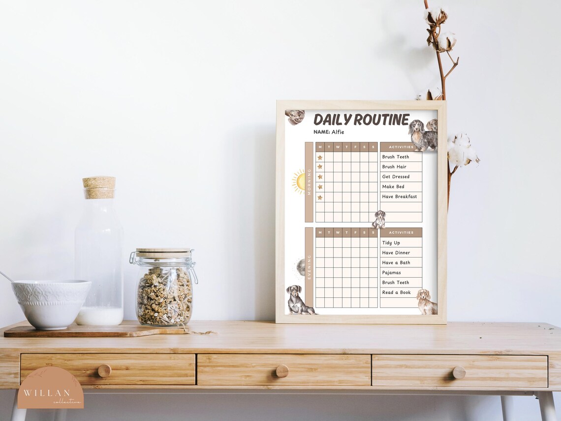 Printable Daily Routine Chart for Kids Digital Routine Chart Star Chart ...