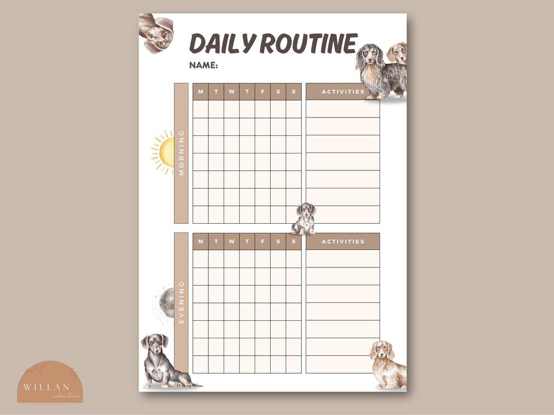 Printable Daily Routine Chart for Kids Digital Routine Chart Star Chart ...