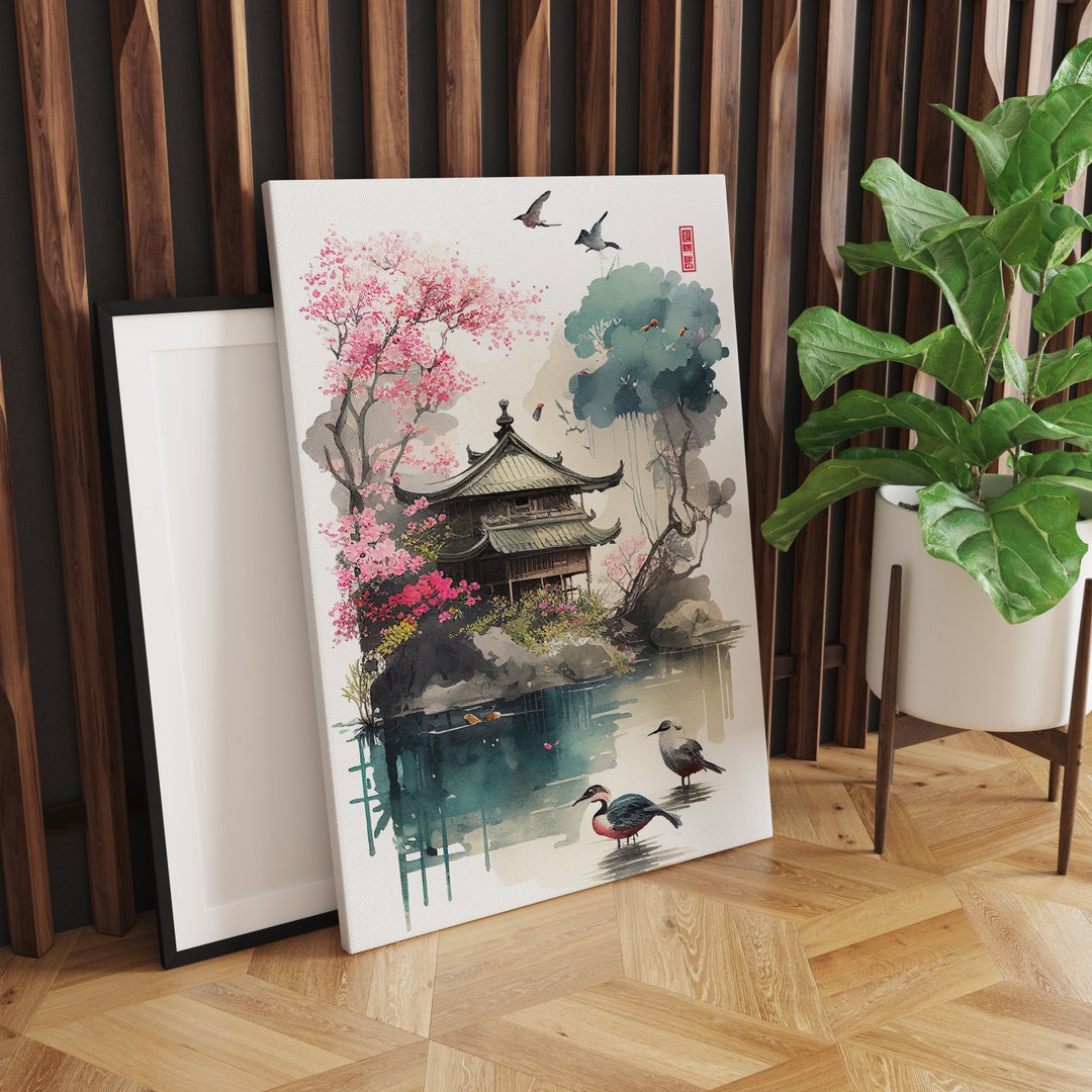 Beautiful Japanese Landscape Watercolor Art Zen Garden Poster Mat - Etsy