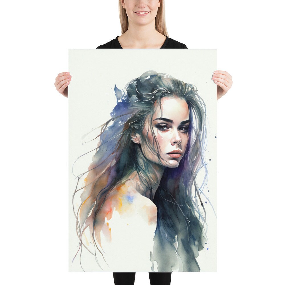 Brooke Watercolor Portrait Poster HIGH GLOSS - Etsy