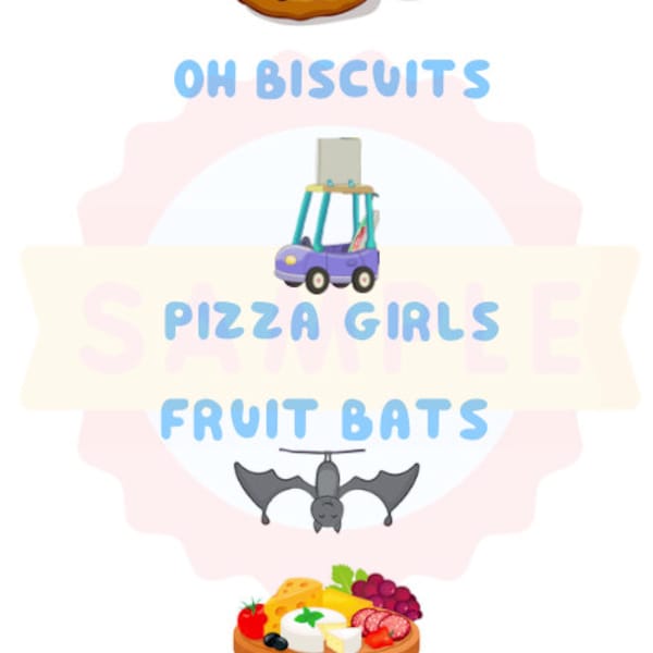 Bluey Birthday Party Food Signs - Etsy