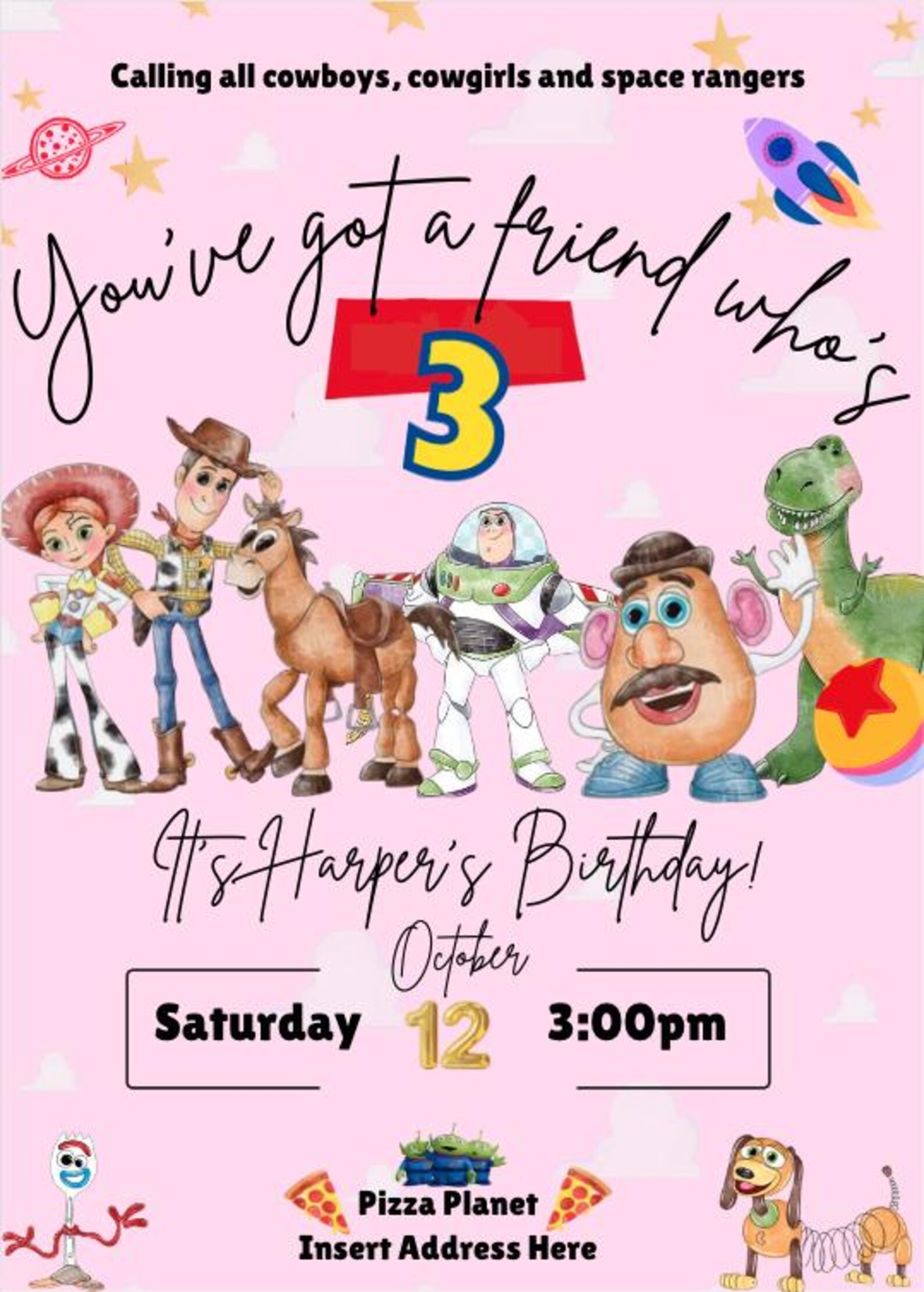 Toy Story Birthday Party Invite - 3 - You've Got a Friend Who's Three ...