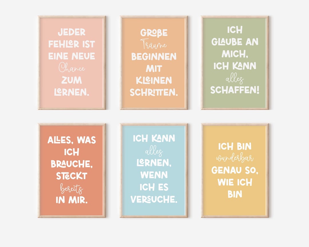 Set of 6 Motivational Children's Posters | Positive Thoughts ...