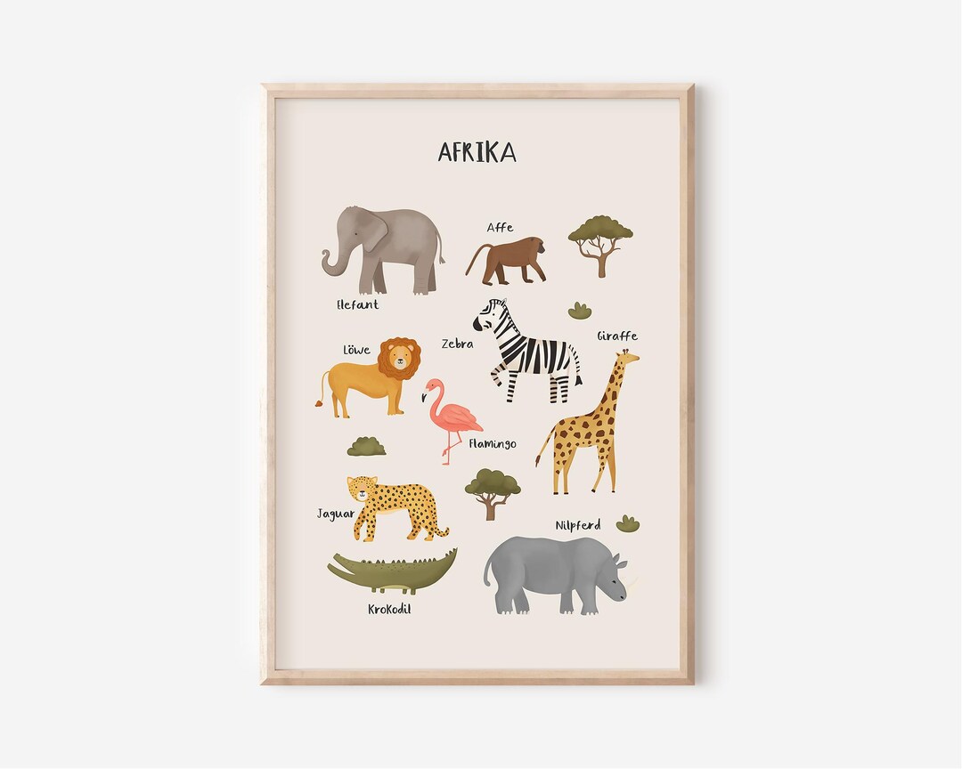 Africa Animals Poster Children Animal Poster Children's Room Learn ABC ...