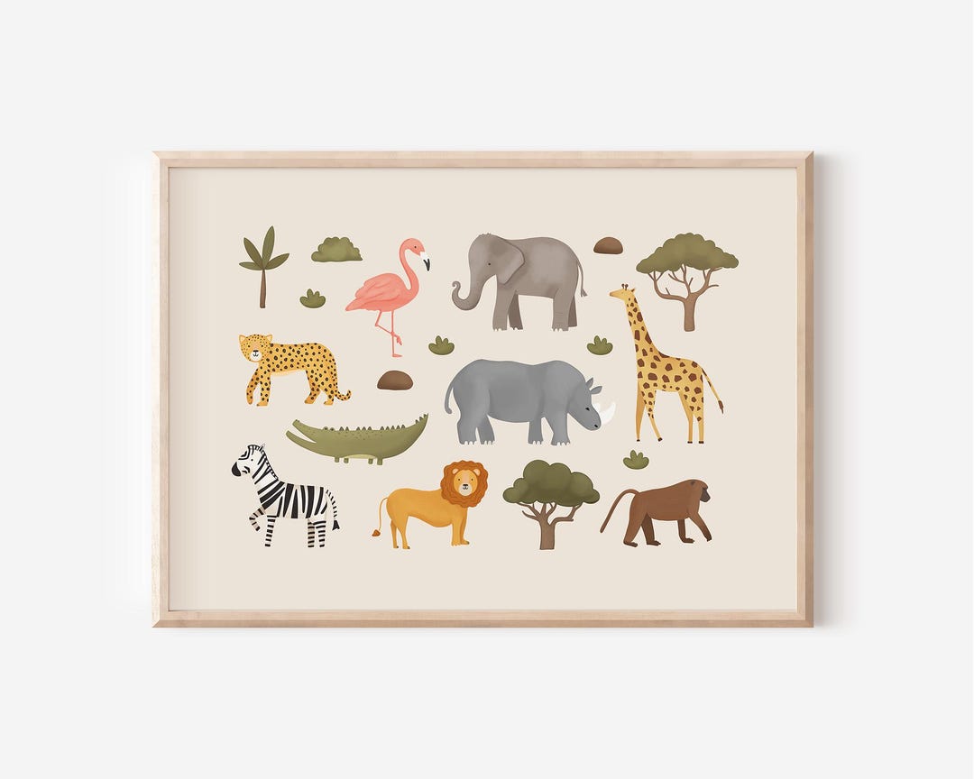 Safari Poster for Children | Animal Poster for Children's Rooms | Learn ...