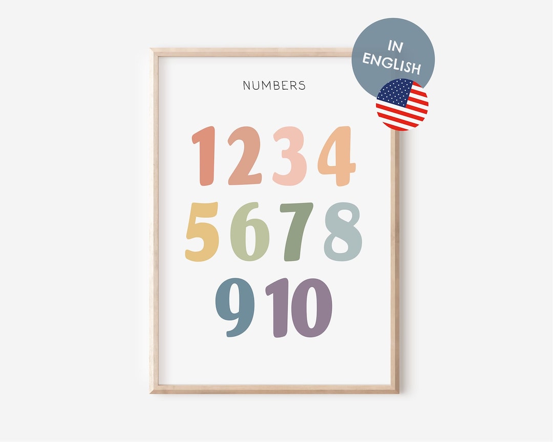 Numbers Educational Poster English in A4 & A3 for Kids Room | ABC ...