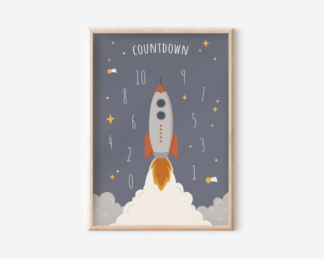 Poster Rocket Countdown in A4 & A3 for the Children's Room Rocket ...