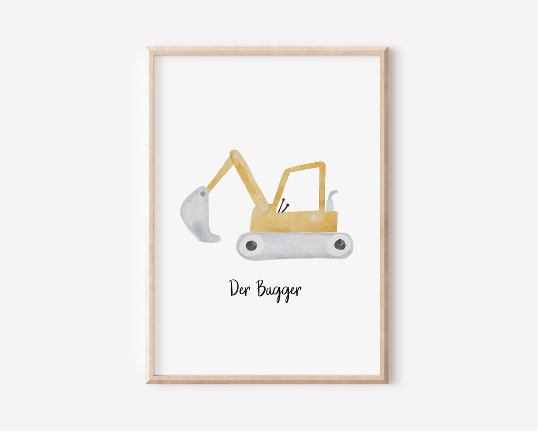 Poster Excavator With Writing for Children's Room in A4 and A3 Boys ...