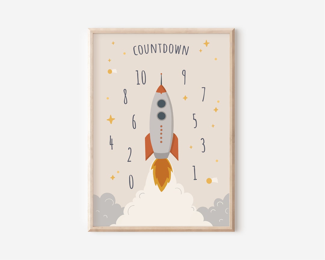 Rocket Countdown Poster in A4 & A3 for the Children's Room | Rocket ...