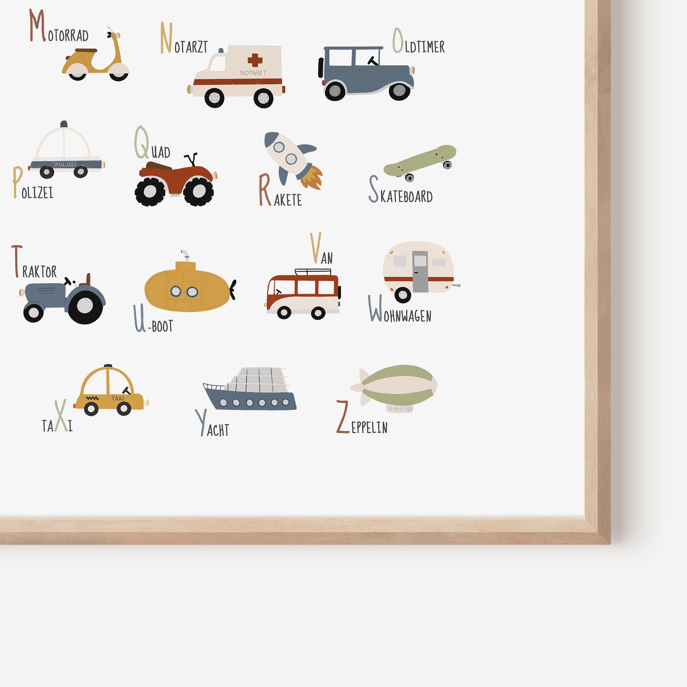 Vehicles ABC Posters for Children's Rooms in A4 and A3 - Etsy