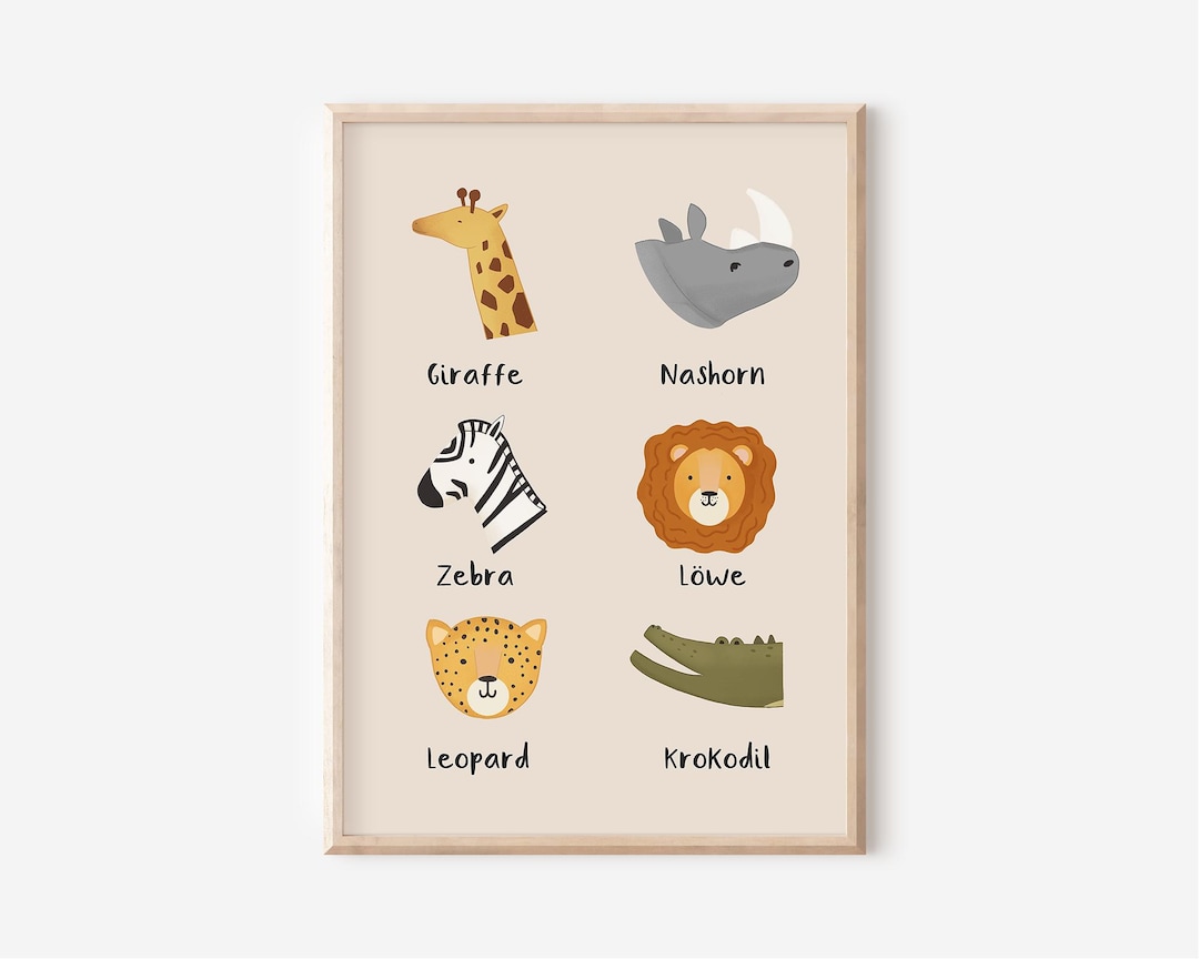 Animal Posters for Children's Rooms - Safari Animals Wall Decoration ...