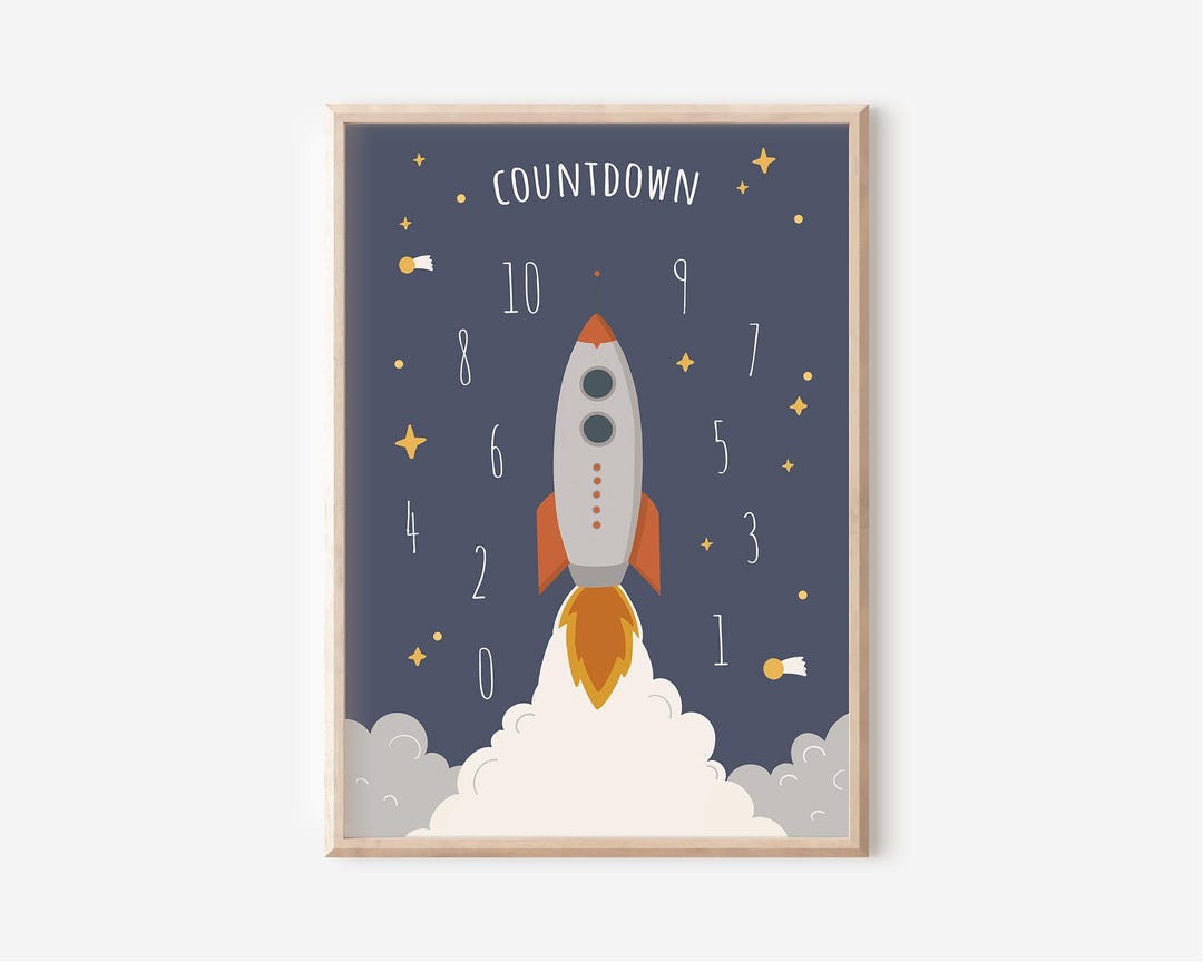 Rocket Countdown Poster in A4 & A3 for the Children's Room | Rocket ...